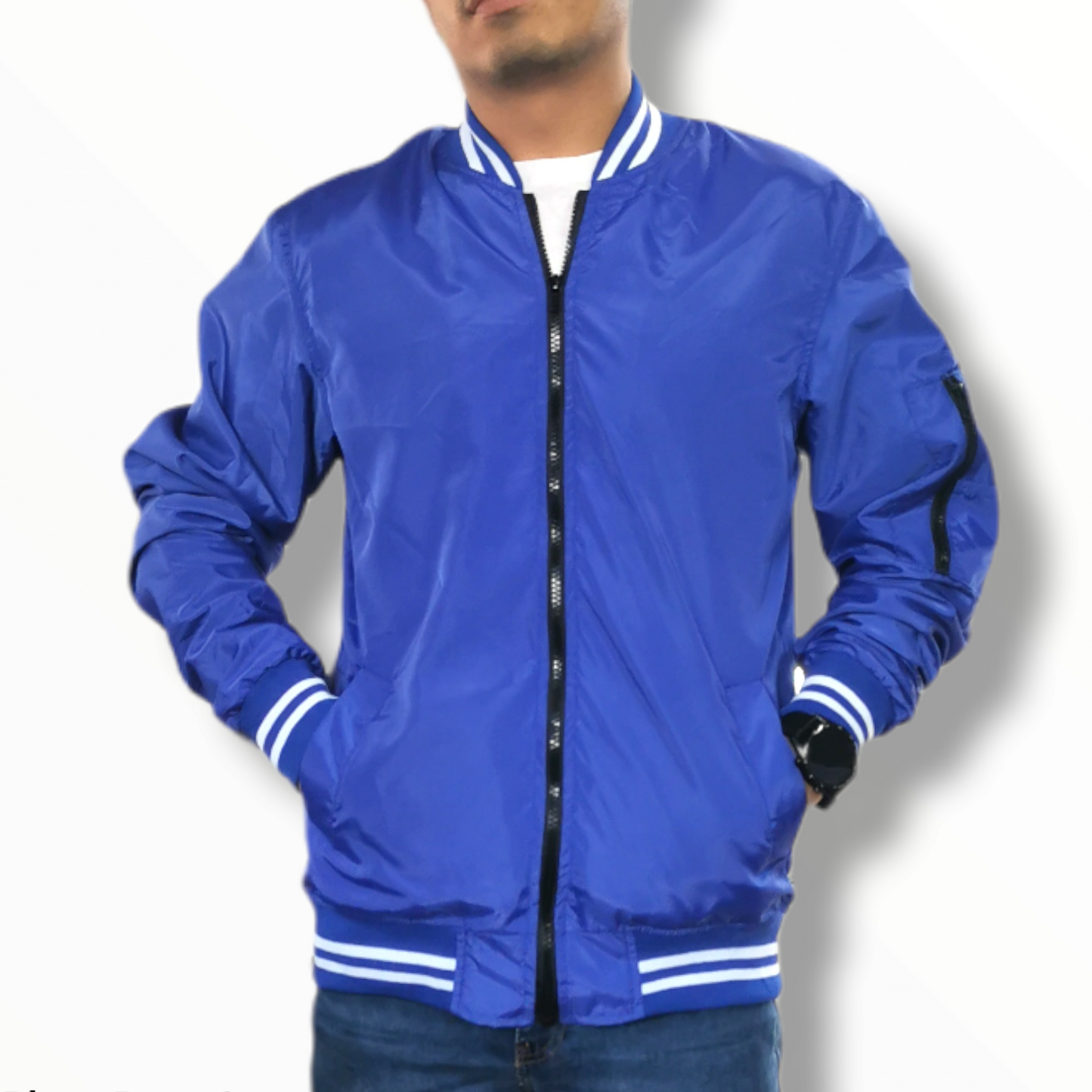Chamarra Bomber Impermeable Azul rey – Idink Clothing